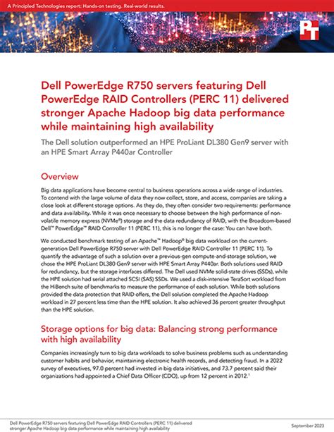 A Dell Poweredge R750 With Perc 11 Solution Delivered Stronger Hadoop