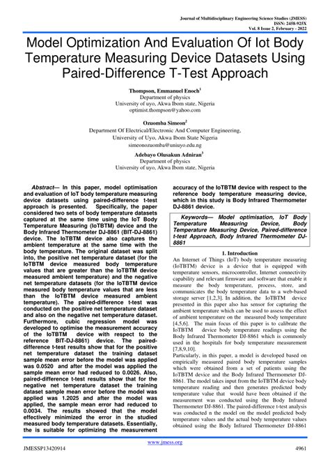 pdf model optimization and evaluation of iot body temperature