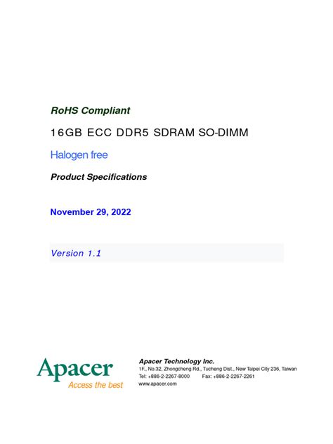 D42 31280s 001 Ddr5 Ecc Sodimm 4800 40 2048x8 16gb 3106960 Pdf