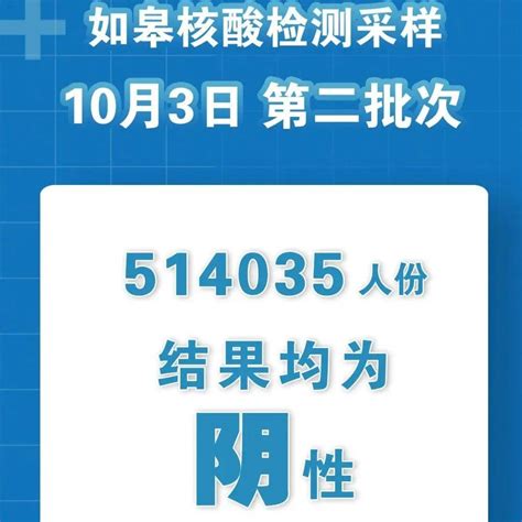 514035人份，如皋10月3日核酸检测结果公布！网站新皋桥阴性