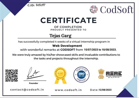 Tejas Garg On Linkedin Webdevelopment Codsoft Cip