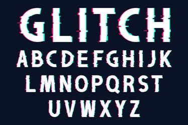 Glitch Font With Distortion Effect Royalty Free Vector Image