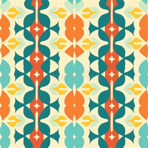 Retro Seamless Pattern Design Colorful Nostalgic Repeat Background For Textile Wallpaper And