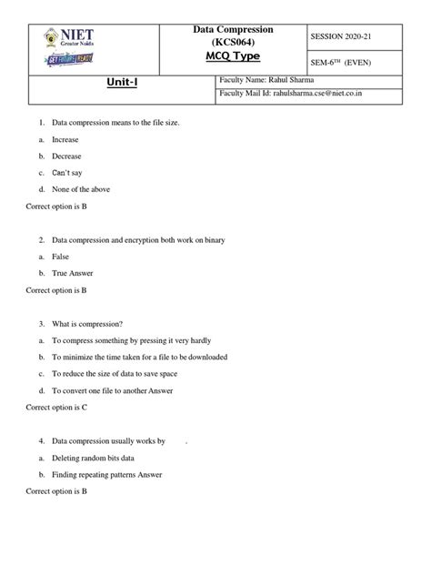 data compressionquestion bank kcs064 pdf data compression