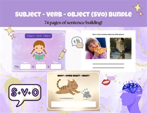 Subject Verb Object Svo Sentence Bundle 60 Page Sentence Building