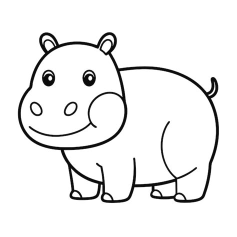 Libro Para Colorear Hipopótamos Para Niños Vector Premium Generado Con Ia