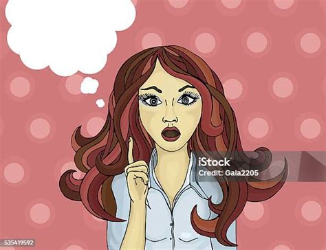 깜짝이야 및 열정적인 젊은 여성 포인트 지수 가리키기에 대한 스톡 벡터 아트 및 기타 이미지 가리키기 다중 색상 대화
