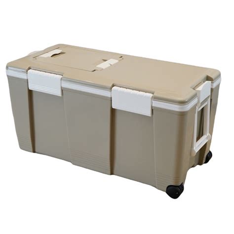 Everest Cooler Box ถังแช่อเนกประสงค์ 55 ลิตร มีล้อลาก สีเบจ Shopee