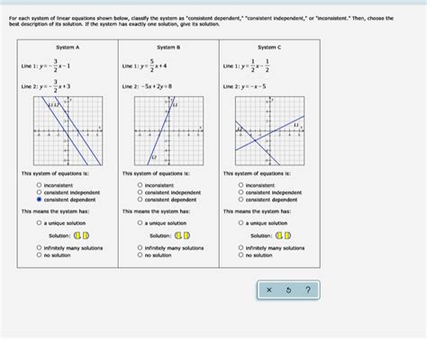 Solved For Each System Of Linear Equations Shown Below Classify The