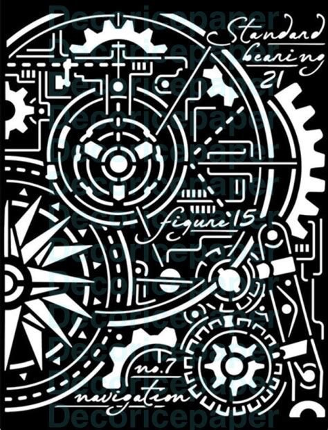 Sir Vagabond Aviator Gears Compass Kstd107 Stencil Decoricepaper