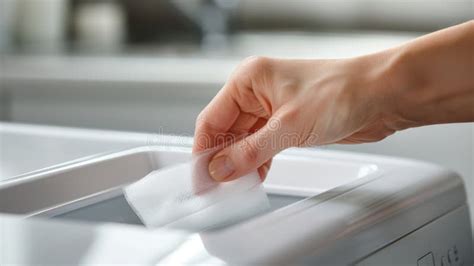 A Hand Inserting A Scented Fabric Softener Sheet Into The Designated