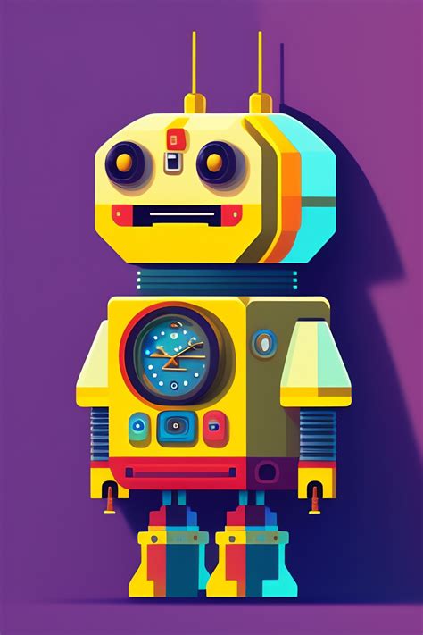 Lexica Pixel Illustration Of A Cute Robot Whose Face Is A Watch Dial