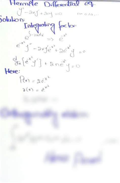 Solution Hermite Differential Equation Studypool