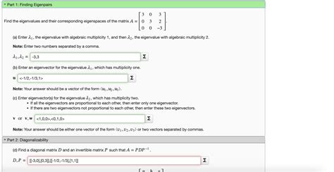 Solved Part 1 Finding Eigenpairsfind The Eigenvalues And