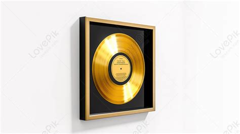 흰색 프레임 3d 렌더링에 검정 라벨이 있는 반짝이는 금 음악 상 비닐 또는 Cd 상 흰색 프레임 3d 렌더링에 검정 라벨이 있는 반짝이는 금 음악 상 비닐 또는 Cd 상