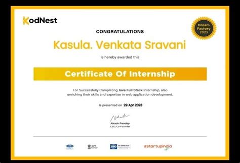 Kasula Venkata Sravani On Linkedin Kodnest Internship Online