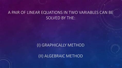 pair of linear equation in two variable pptx physics science