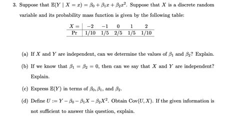 suppose that e y∣x x β0 β1x β2x2 suppose that x is