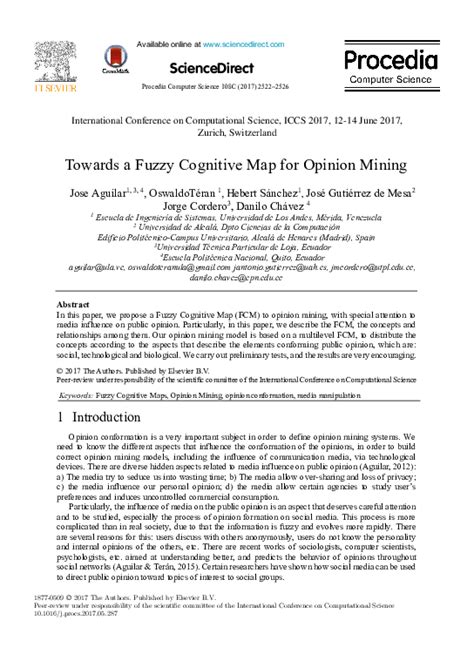 Pdf Towards A Fuzzy Cognitive Map For Opinion Mining
