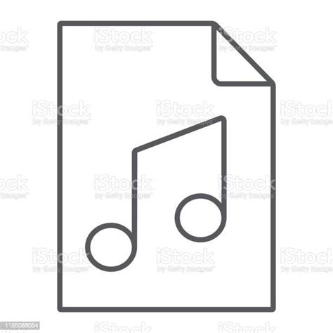 音楽ファイル細い線のアイコン音楽や音オーディオファイルの記号ベクトルグラフィックス白の背景に線形パターン Mp3プレイヤーのベクターアート