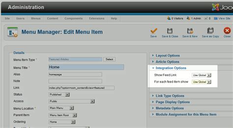Joomla 25 Featured Articles Rss Integration Options Inmotion Hosting