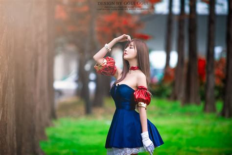 Wallpaper Han Ga Eun Women Outdoors Cosplay Asian Arm Up Side