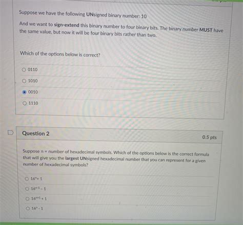 Solved Suppose We Have The Following Unsigned Binary Number