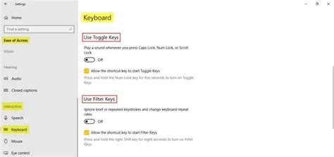 Ease Of Access Settings In Windows