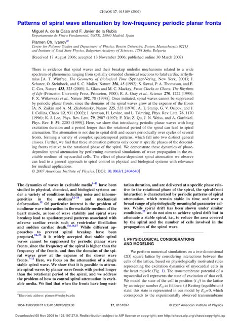 Pdf Patterns Of Spiral Wave Attenuation By Low Frequency Periodic Planar Fronts