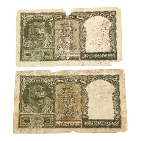 2 Rupees Big FAFRA Issue HALF TIGER Olive Green P C BHATTACHARYA 2