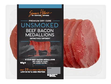 Premium Dry Cure Unsmoked Beef Bacon Medallions Simon Howie