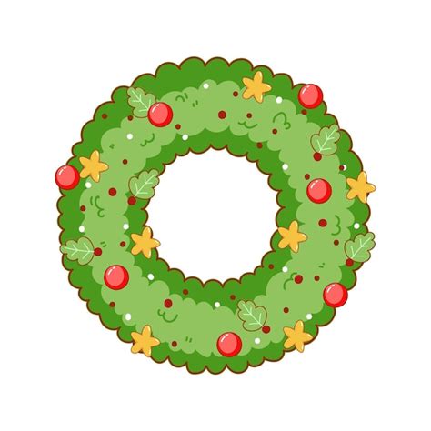 Premium Vector Cute Christmas Wreath Isolated On White Background Vector
