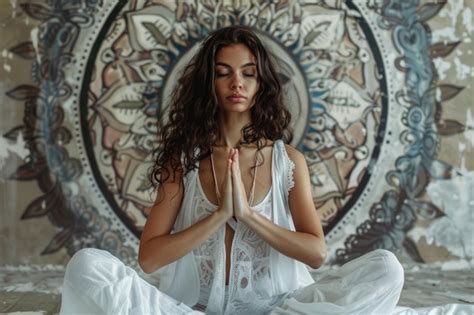 Premium Photo Young Woman Sitting In Lotus Position Young Woman