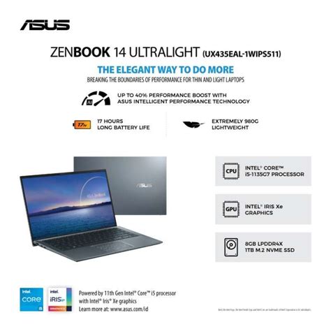 Jual Notebook Asus Ux435eg Ips511np I5 1135g7 Mx450 8gb 512gb Numberpad W10 Di Seller Simura