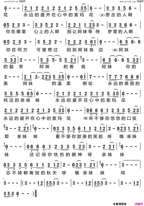 亲妹妹简谱 曲比阿乌演唱 曲比哈布曲比哈布词曲 简谱网