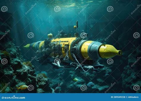Autonomous Underwater Vehicle Exploring Deep Sea Environment Royalty Free Stock Image