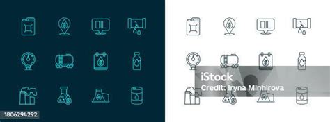 세트 라인 밸브가 있는 깨진 송유관 오일 휘발유 시험관 드롭 달러 기호 원자력 발전소 철도 수조 단어 휘발유 용기 및 아이콘 벡터 0명에 대한 스톡 벡터 아트 및 기타