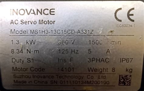 Suzhou Inovance 13kw 1300w Ms1h3 13c15cd A331z Ac Servo Motor Sm308