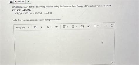 A Calculate Δg∘ For The Following Reaction Using The