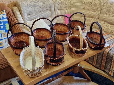 Плетені кошики з шпону ручної роботи 480 грн Витвори майстрів