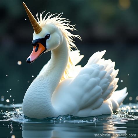 Mythical Swan Unicorn Creature Hybrid Stable Diffusion Online