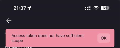cannot login after update access token does not sufficient scope