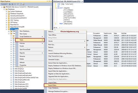 Export Data From SQL To CSV