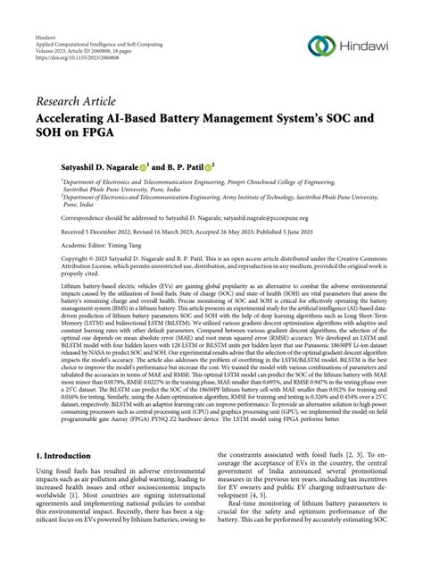 pdf accelerating ai based battery management system s soc and soh on fpga
