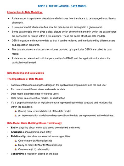 Topic 2 The Relational Data Model 1 Pdf Relational Model