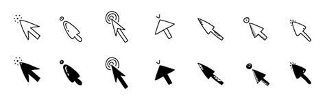 Premium Vector Doodle Click Icon Set Hand Drawn Mouse Cursor Button Digital Arrow Pointer For