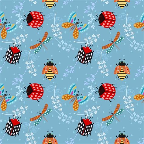 Premium Vector Insect Seamless Pattern Background