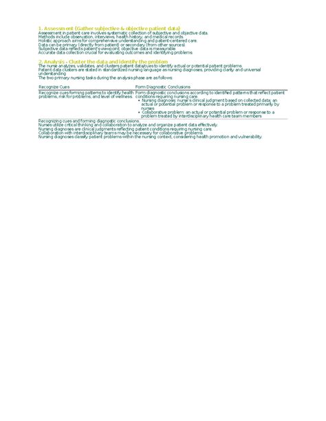 Adpie Nursing Process And Principles 1 Assessment Gather Subjective