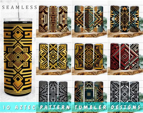 Aztec Pattern Tumbler Wraps Bundle 20 Oz Skinny Tumbler Aztec PNG By