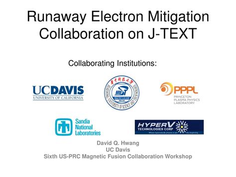 Ppt Runaway Electron Mitigation Collaboration On J Text Powerpoint